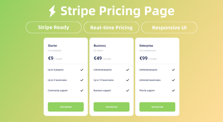Stripe Pricing Page Template | Bubble